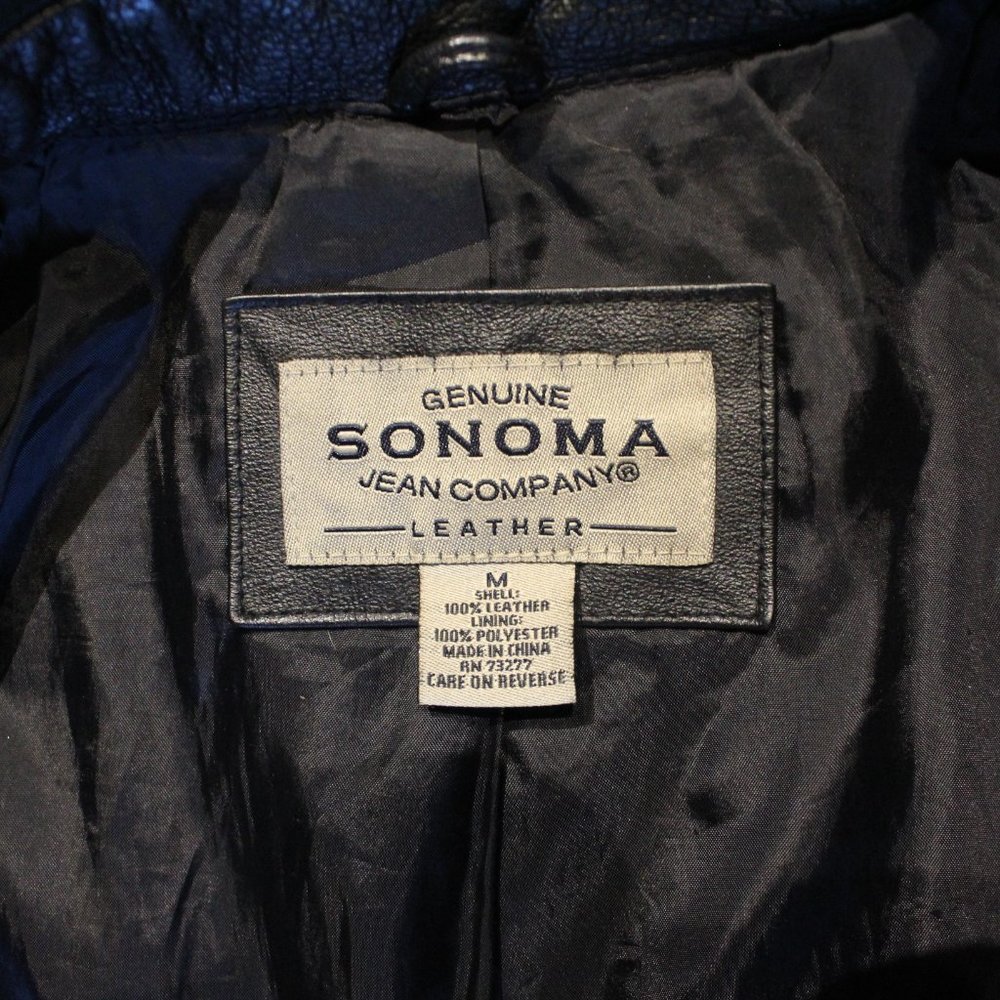 Sonoma Leather Jacket Men's Black Medium Genuine Coat… - Gem